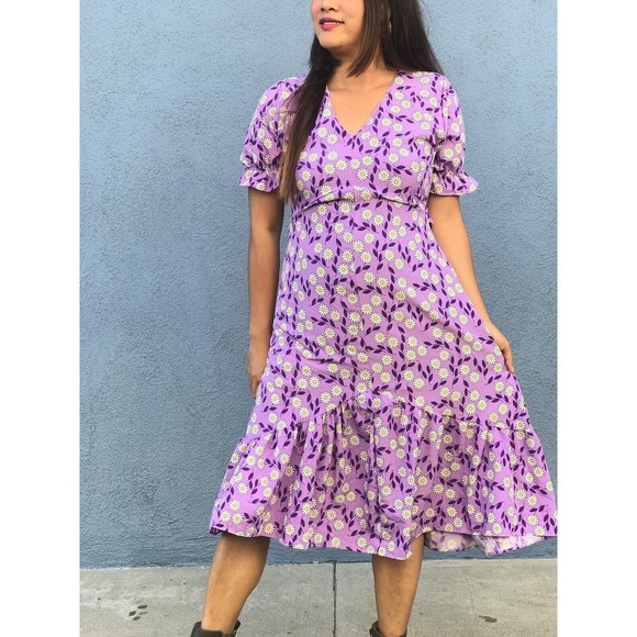 Agape Kloset | Dresses | Nwt Vintage Retro Style Purple Dress Midi ...